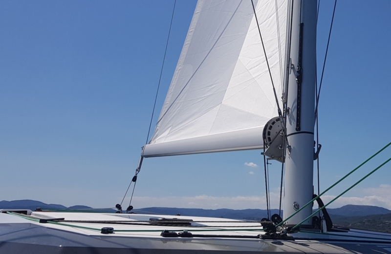 Aluminium furling boom with remote mainsail sheet for Nautitech 46 Open ...